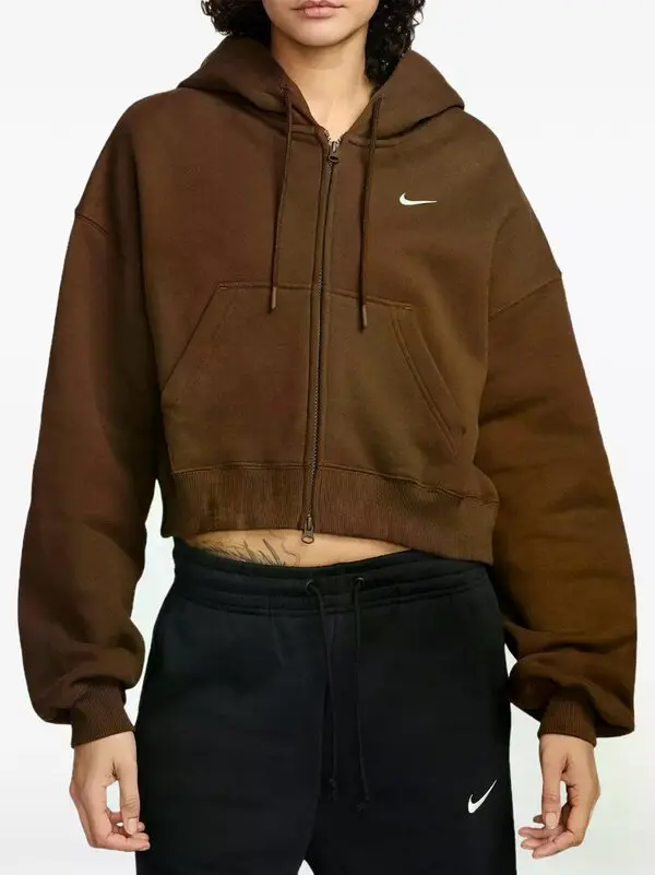 Nike Studio Fleece Cropped Hoodie - Brown