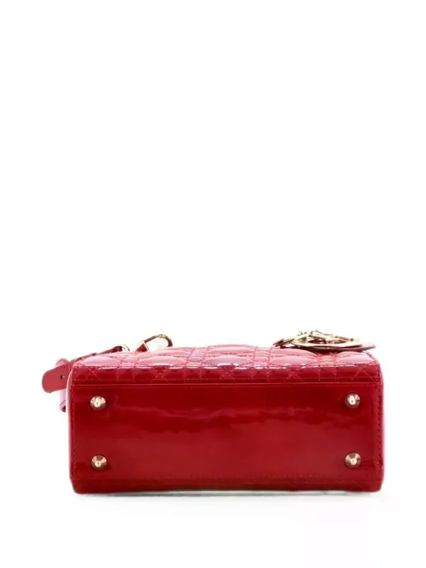 Dior My Abcdior Lady Bag Cannage Quilt Patent Small Satchel - Red