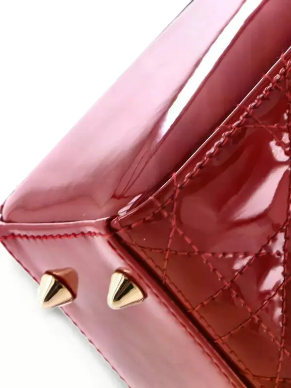 Dior My Abcdior Lady Bag Cannage Quilt Patent Small Satchel - Red