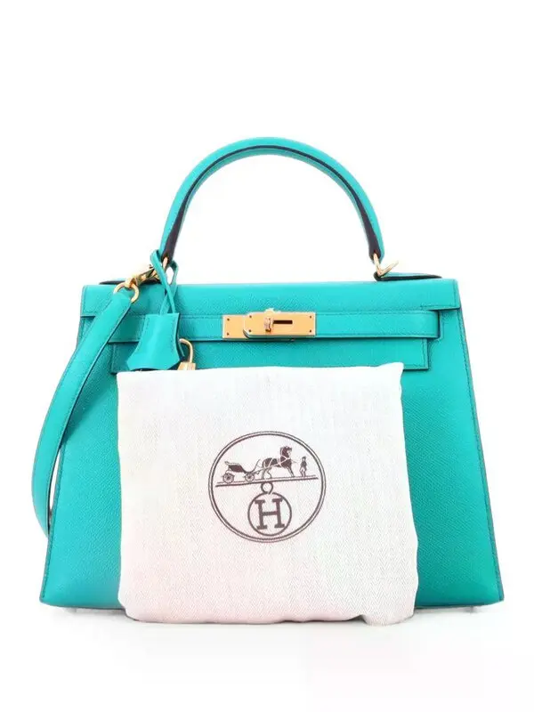 Hermès Kelly Handbag Bleu Paon Epsom With Gold Hardware 28 Satchel - Blue
