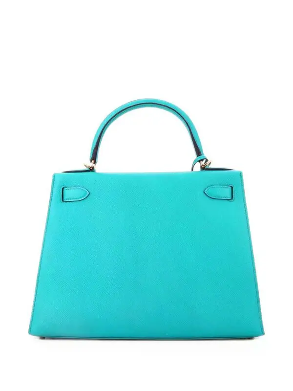 Hermès Kelly Handbag Bleu Paon Epsom With Gold Hardware 28 Satchel