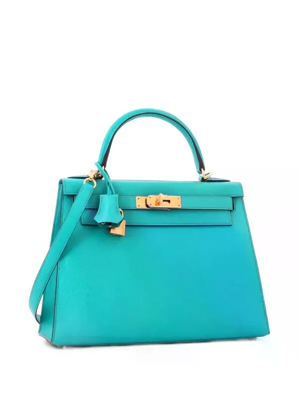 Hermès Kelly Handbag Bleu Paon Epsom With Gold Hardware 28 Satchel