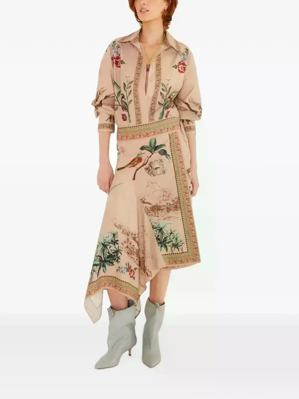 Farm Rio Bird Poetry Graphic-print Button-down Shirt
