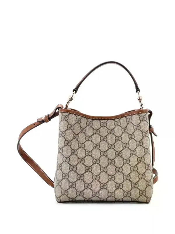 Gucci Gg Emblem Gg Coated Canvas Small Bucket Bag
