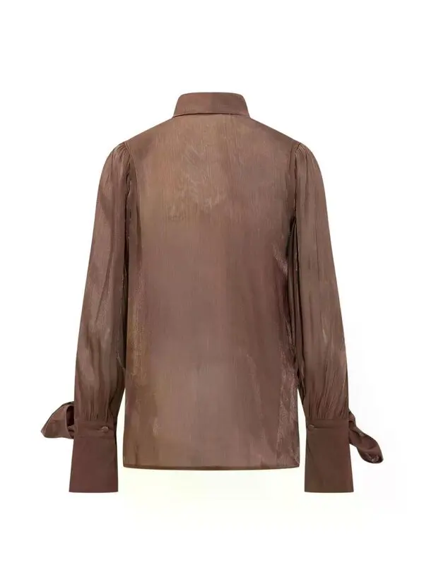 ACTUALEE Pussy-bow Semi-sheer Blouse