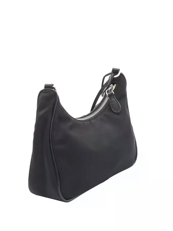 Prada 2019-2026 Mini Saffiano Trimmed Tessuto Re Edition 2005 Satchel - Black