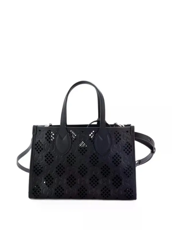 Gucci Convertible Gg Debossed Laser Cut Leather Small Tote Bag