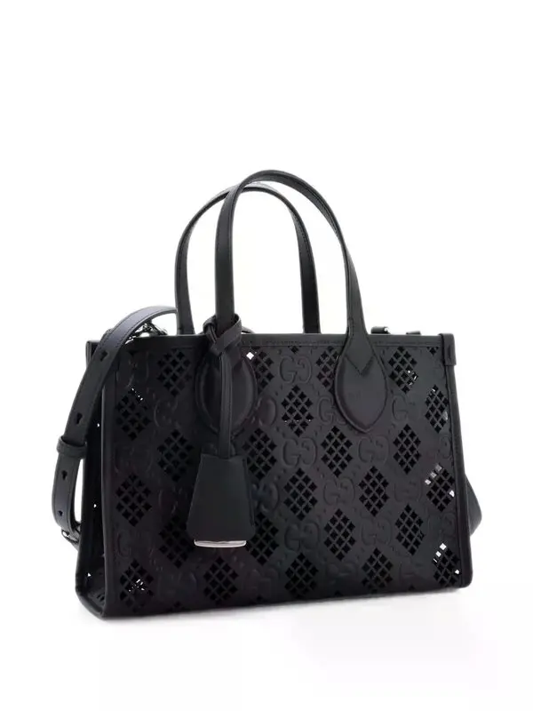 Gucci Convertible Gg Debossed Laser Cut Leather Small Tote Bag