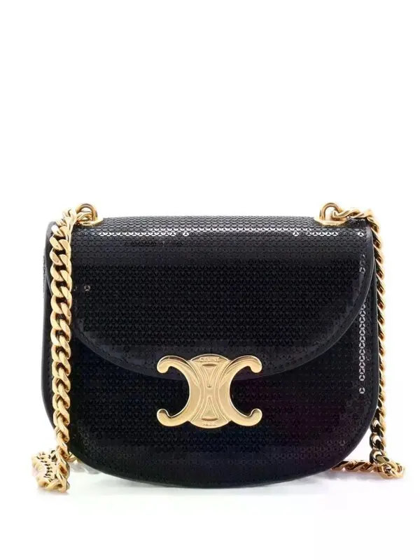 Celine Triomphe Besace Clea Chain Flap Bag Sequins Shoulder Bag