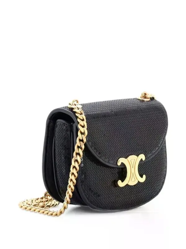 Celine Triomphe Besace Clea Chain Flap Bag Sequins Shoulder Bag