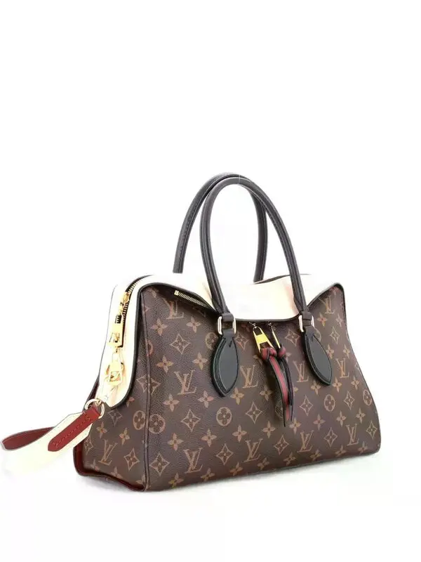 LOUIS VUITTON Tuileries Handbag Monogram Canvas With Leather Satchel - White