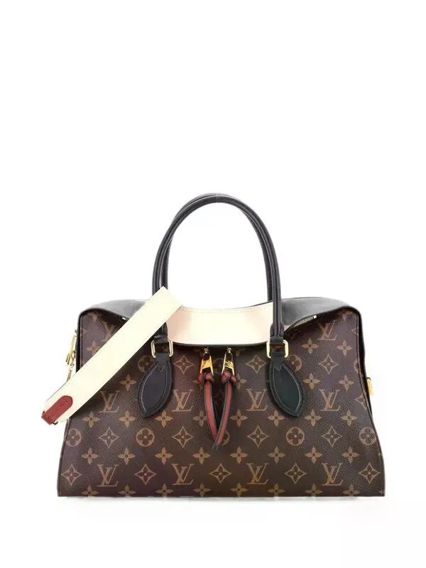 LOUIS VUITTON Tuileries Handbag Monogram Canvas With Leather Satchel - White