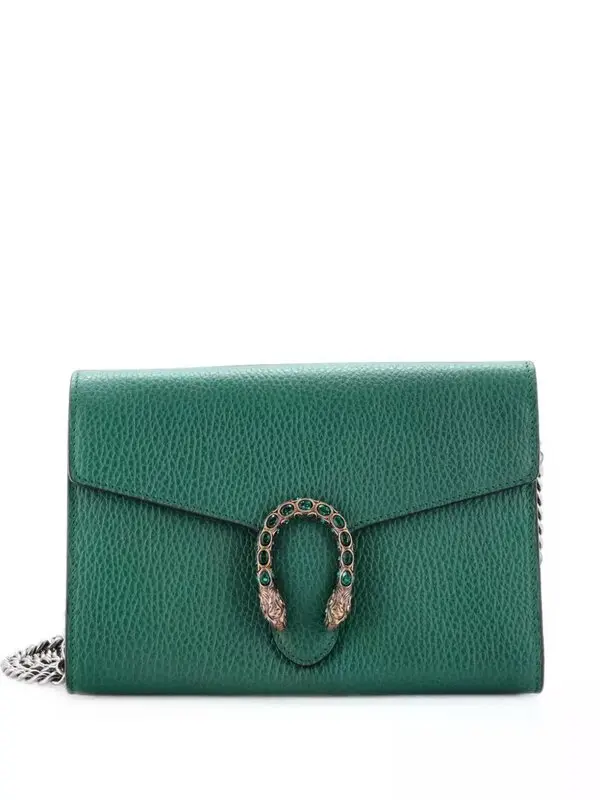 Gucci Dionysus Chain Wallet Leather With Embellished Detail Small Crossbody Bag - Green