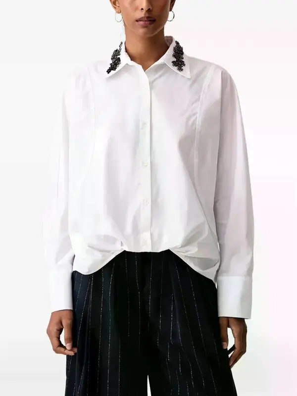 ERMANNO FIRENZE Bead-embellished Poplin Shirt