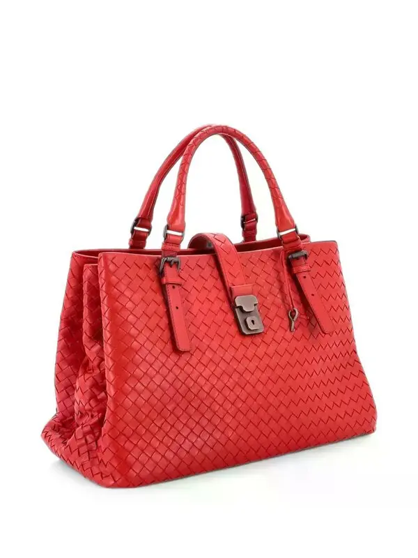 Bottega Veneta Roma Bag Intrecciato Nappa Medium Tote Bag - Red