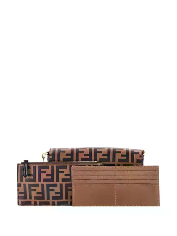 Fendi F Is Envelope On Chain Zucca Embossed Leather Clutch Bag