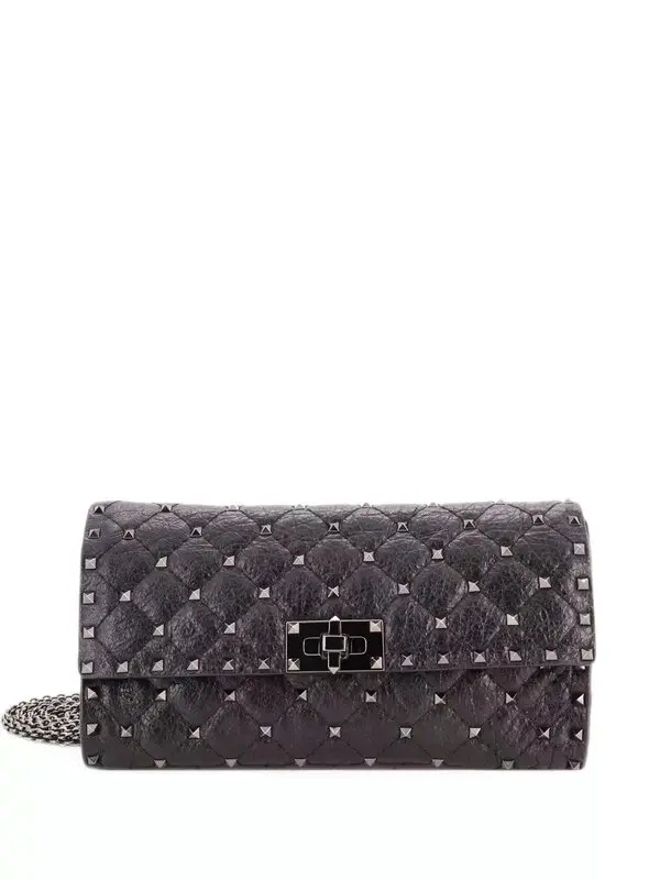 Valentino Garavani Rockstud Spike Wallet On Chain Quilted Leather Small Crossbody Bag - Black