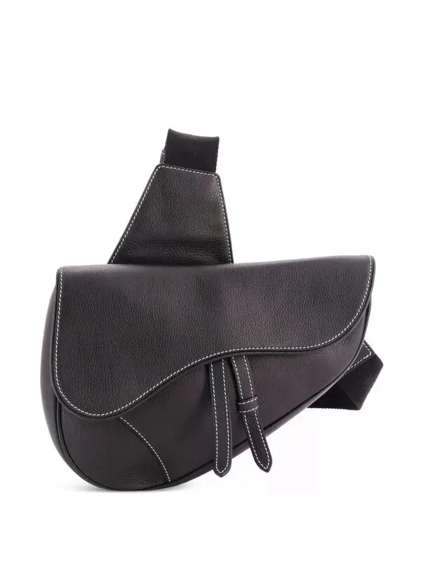 Dior Saddle Leather Crossbody Bag - Black