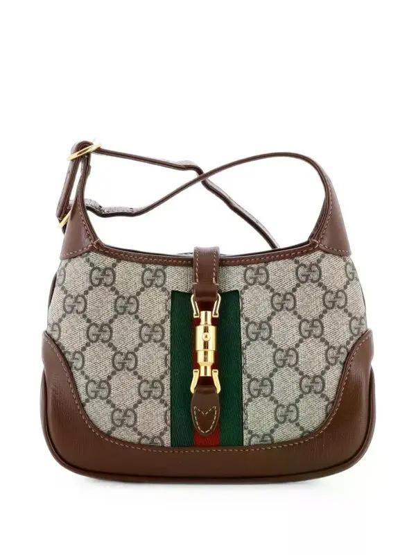 Gucci Jackie 1961 Gg Coated Canvas Mini Hobo Bag - Brown