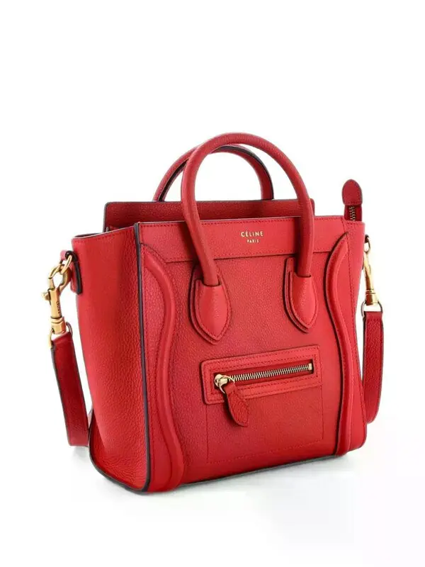 Celine Luggage Bag Grainy Leather Nano Crossbody Bag - Red