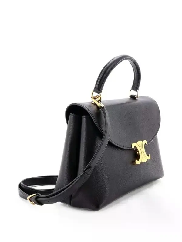 Celine Nino Top Handle Bag Leather Medium Satchel - Black