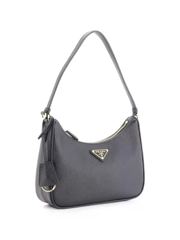 Prada Re-edition 2005 Saffiano Leather Mini Hobo Bag - Black