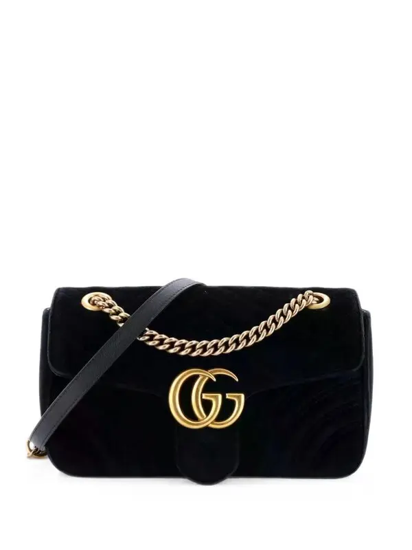 Gucci Gg Marmont Flap Bag Matelasse Velvet Small Shoulder Bag