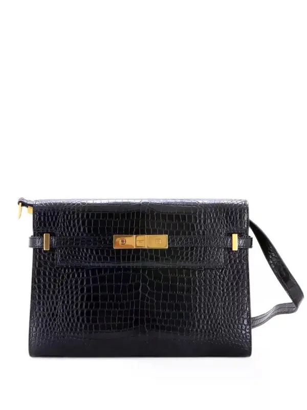 Saint Laurent Manhattan Crocodile Embossed Leather Medium Shoulder Bag