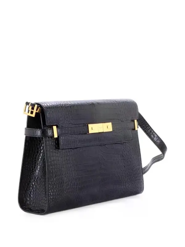 Saint Laurent Manhattan Crocodile Embossed Leather Medium Shoulder Bag