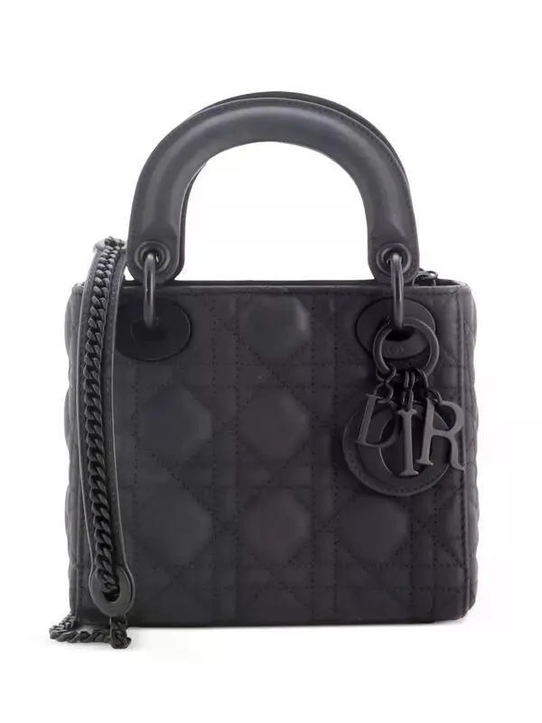 Dior Ultra Matte Lady Chain Bag Cannage Quilt Calfskin Mini Shoulder Bag - Black