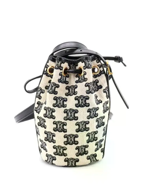Celine Drawstring Triomphe Canvas Micro Bucket Bag