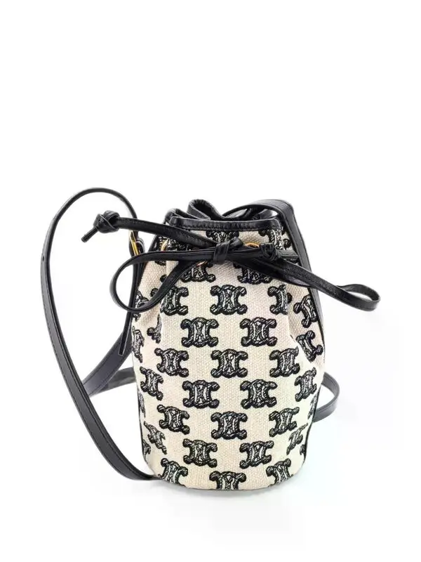 Celine Drawstring Triomphe Canvas Micro Bucket Bag