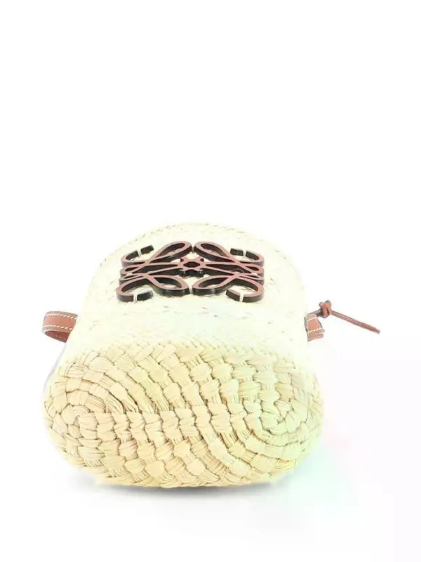 Loewe Paula's Ibiza Anagram Bucket Bag Woven Raffia With Leather Crossbody Bag - Neutrals