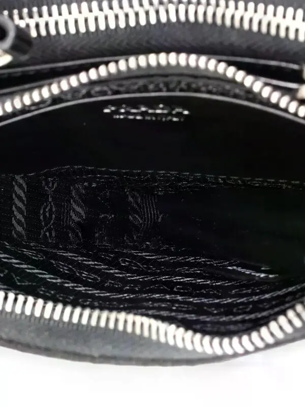 Prada Triangle Double Pouch Crystal Embellished Satin Mini Crossbody Bag