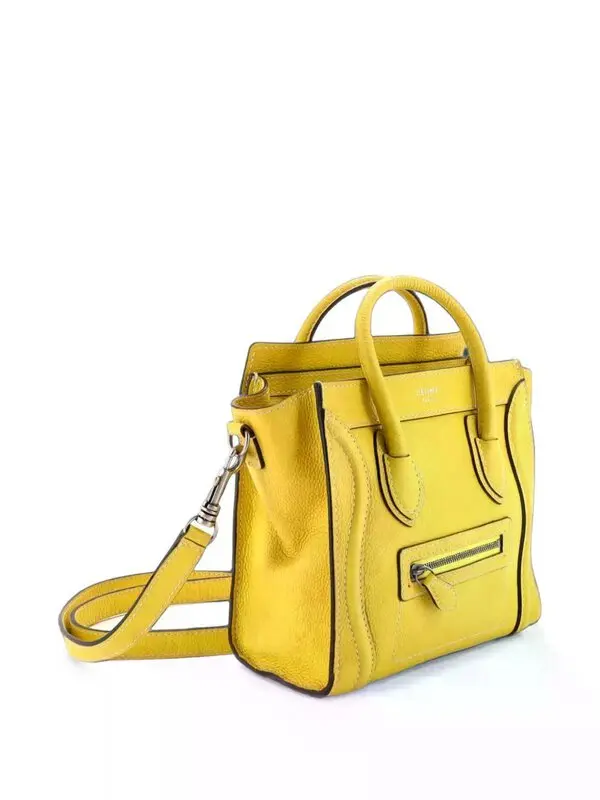 Celine Luggage Bag Grainy Leather Nano Crossbody Bag - Yellow