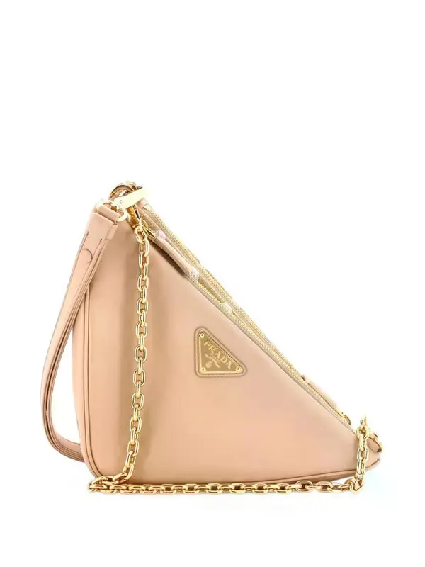 Prada Double Symbole Triangle Bag Leather And Jacquard Mini Shoulder Bag
