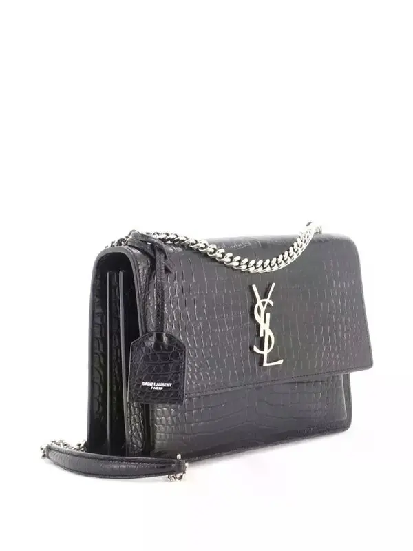 Saint Laurent Sunset Crocodile Embossed Leather Medium Crossbody Bag