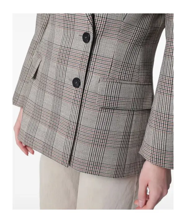 ANINE BING Aretha Plaid Button Blazer