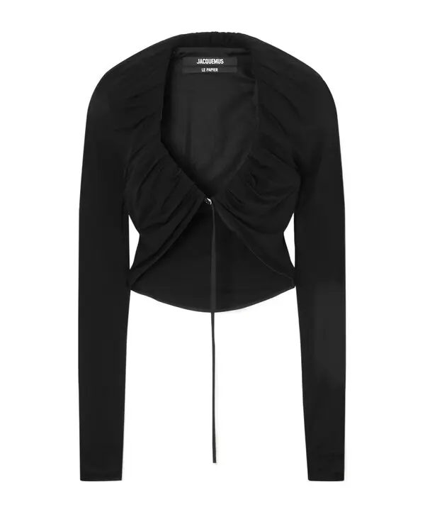 Jacquemus Long-sleeve Cropped Top - Black
