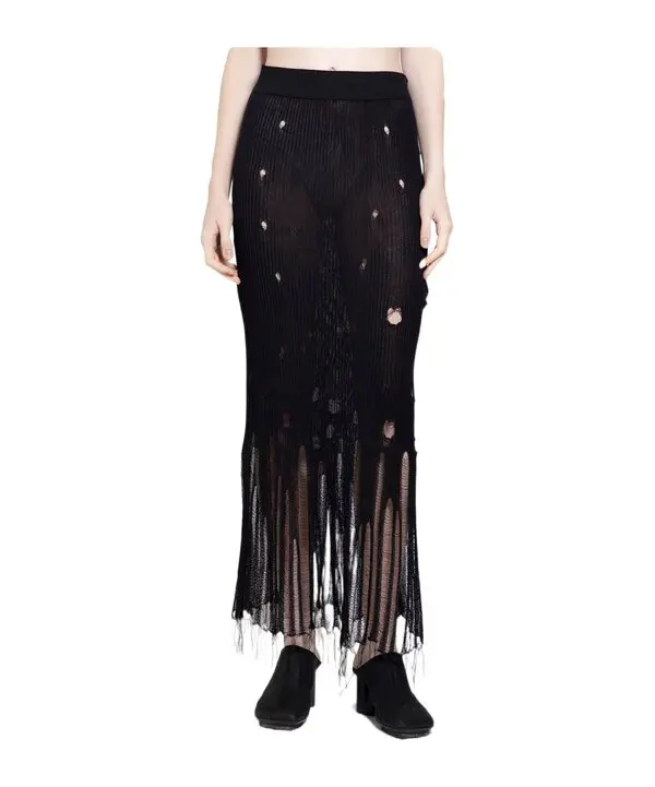 UMA WANG Pierced Ribbed Skirt