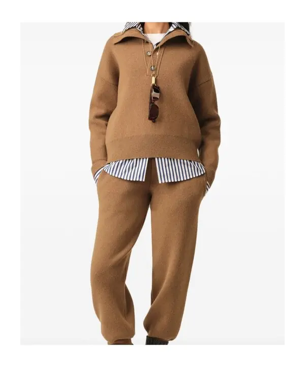 AMI Paris Buttoned Funnel-neck Knitted Sweater