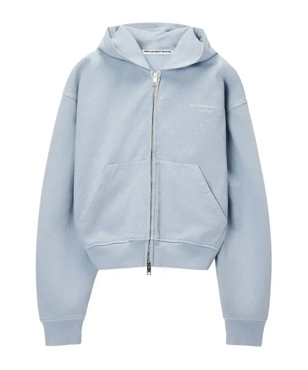 Alexander Wang Embellished Zip-up Hoodie - Washed Blue