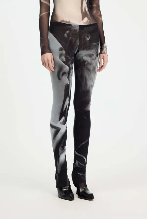 JEAN PAUL GAULTIER Mesh Flare Pants Printed 'smoking Women
