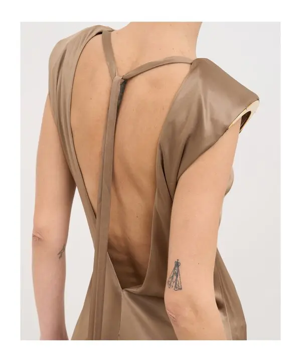 Elisabetta Franchi Pleated Gown With A Slit