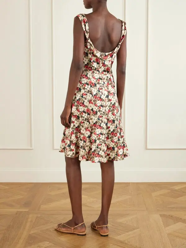 DÔEN Floral-print Silk Mini Dress - Red