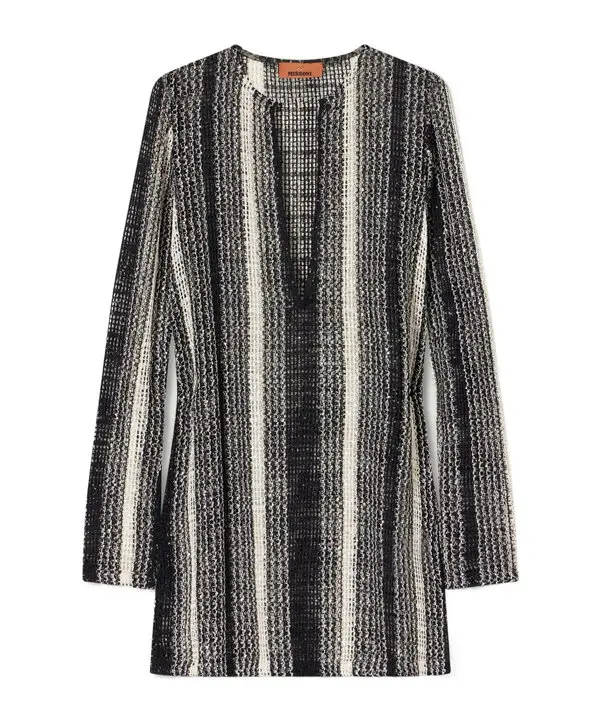 Missoni Striped Metallic Sequin-embellished Crochet-knit Dress - No