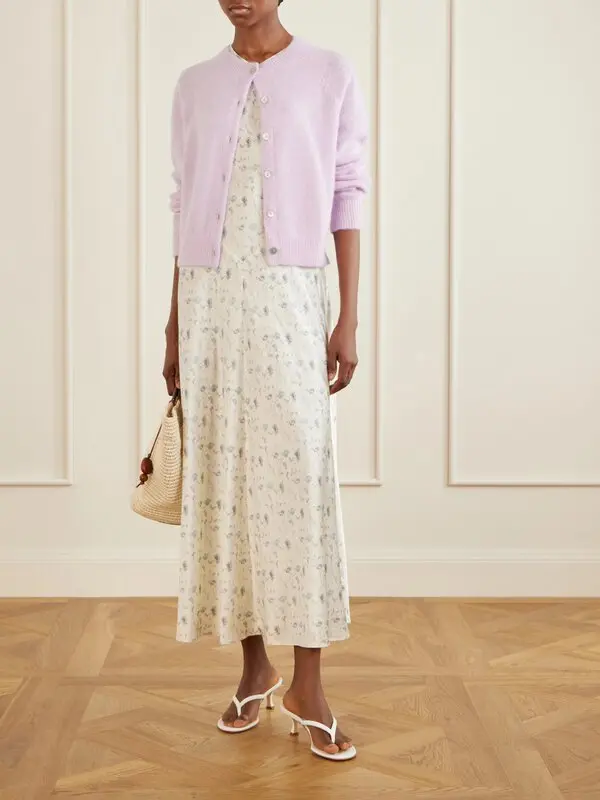 DÔEN Floral-print Silk-satin Midi Dress