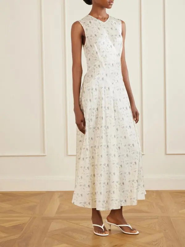 DÔEN Floral-print Silk-satin Midi Dress