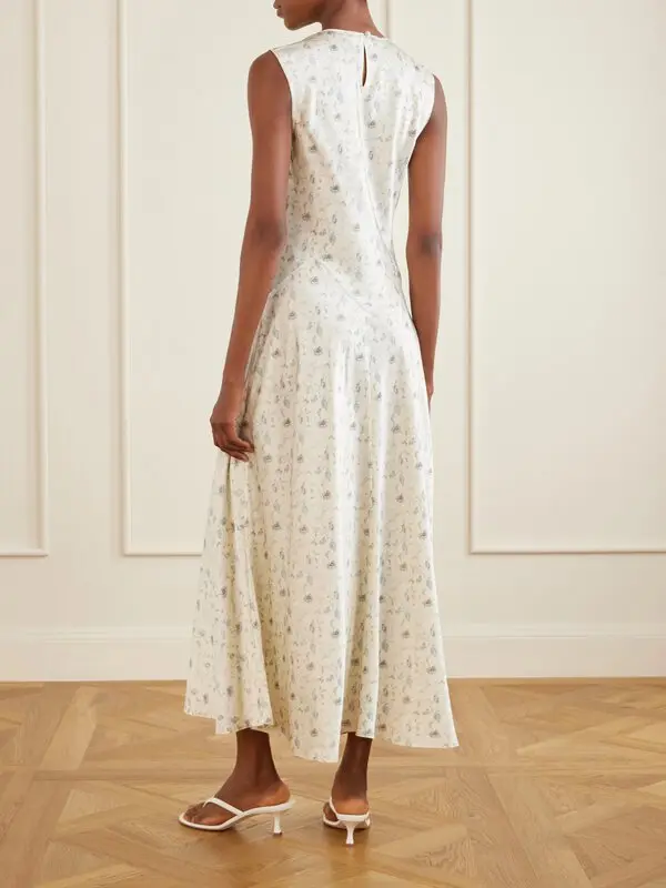 DÔEN Floral-print Silk-satin Midi Dress
