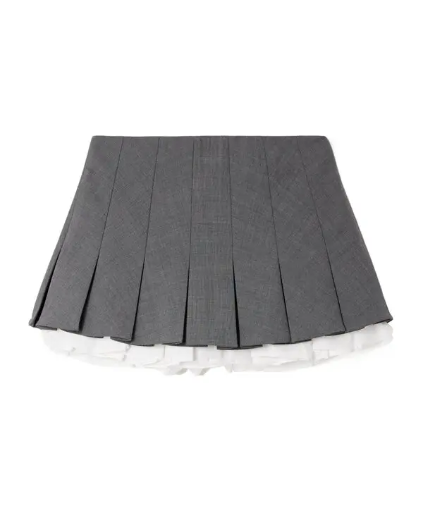 SHUSHU/TONG Layered Pleated Grain De Poudre Mini Skirt